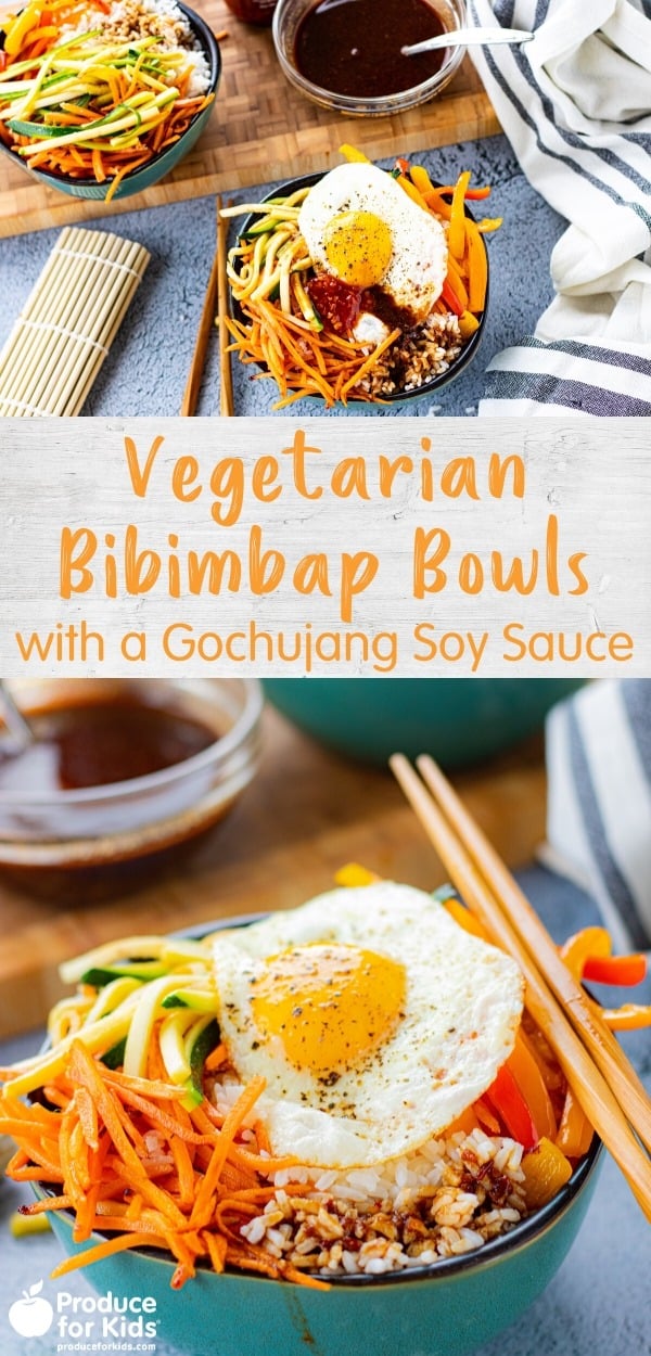 Vegetarian Bibimbap Bowls with Gochujang Soy Sauce
