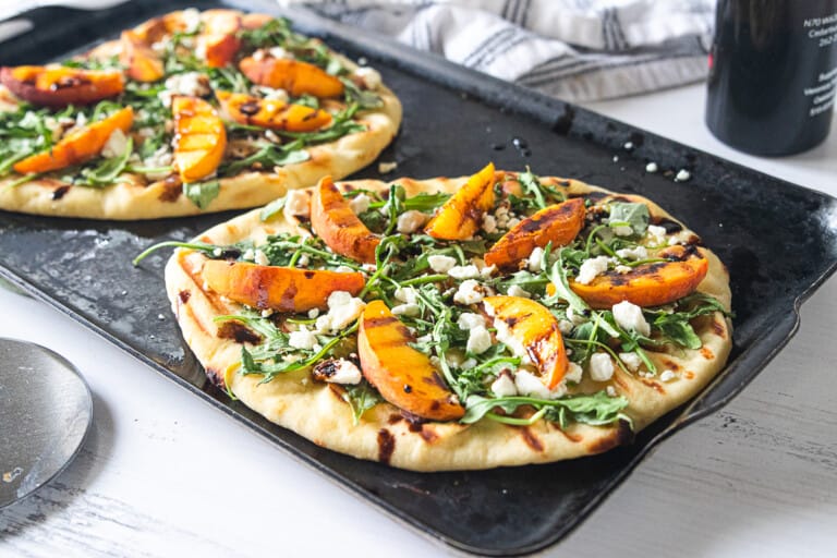 Grilled Peach Flatbread with Goat Cheese - Healthy Family Project
