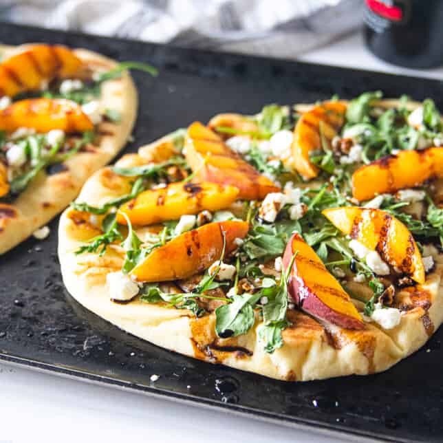Grilled Peach Flatbread with Goat Cheese - Healthy Family Project