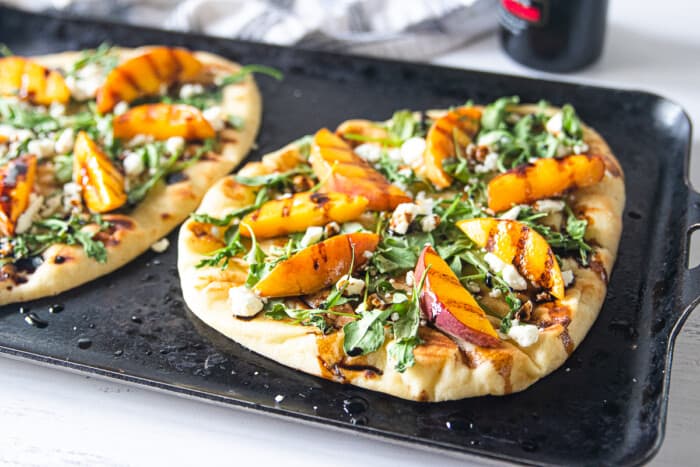 Grilled Peach Flatbread with Goat Cheese - Healthy Family Project