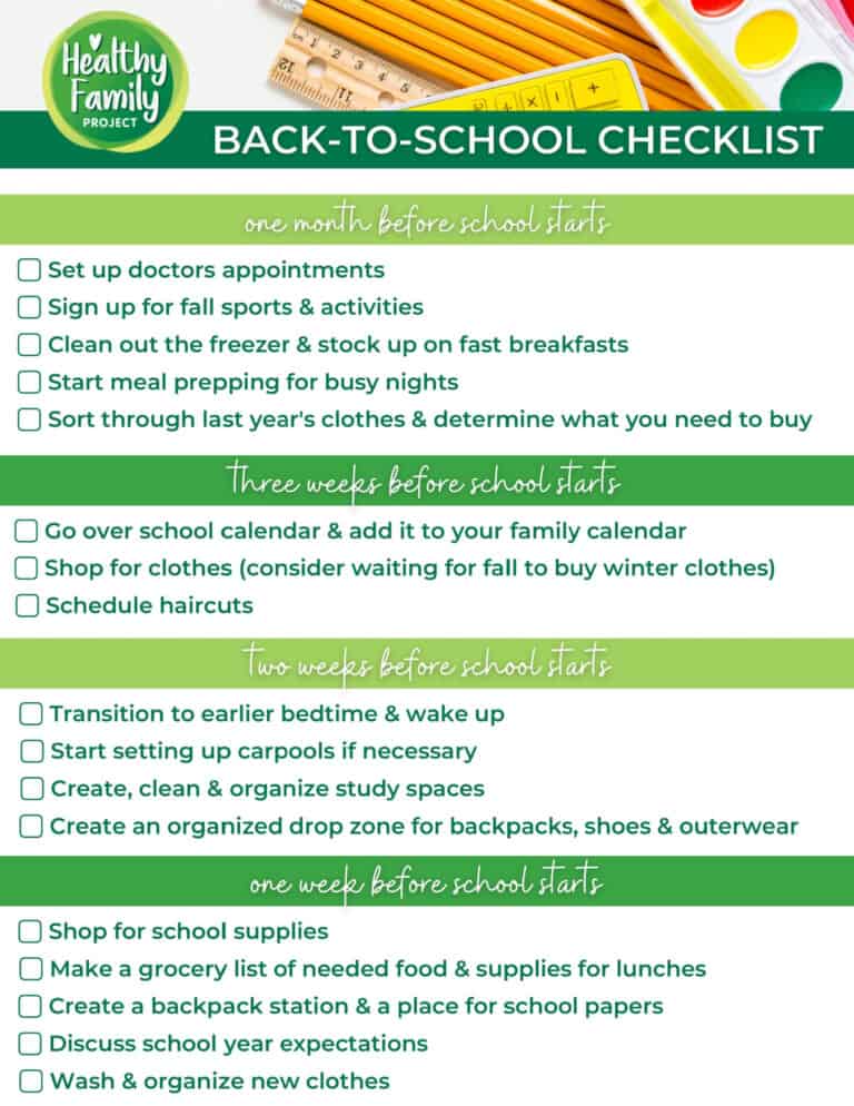 The Ultimate Back To School Checklist + Free Printable - Healthy Family ...