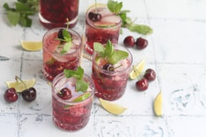 Sparkling Cherry Mocktail | Cherry Mojito Mocktail - Healthy Family Project