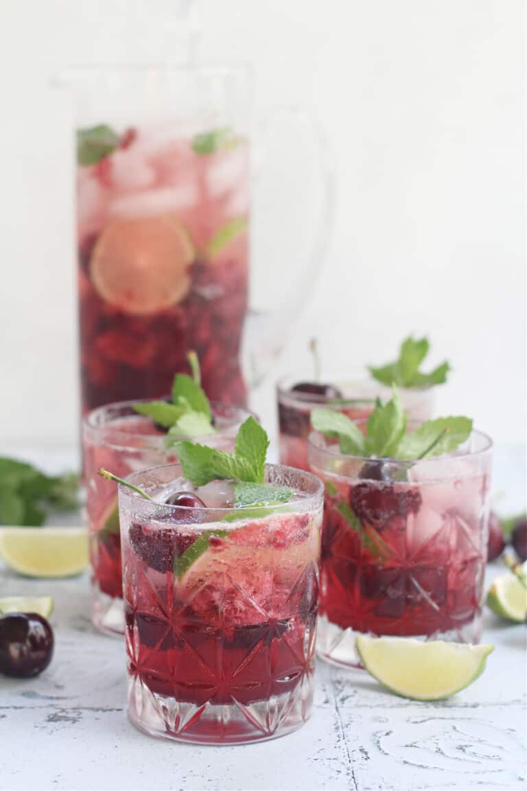 Sparkling Cherry Mocktail | Cherry Mojito Mocktail - Healthy Family Project