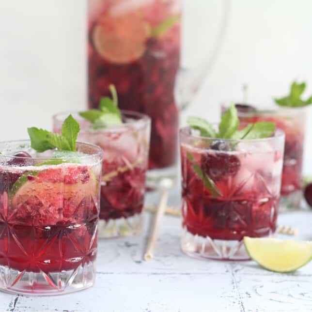 Sparkling Cherry Mocktail | Cherry Mojito Mocktail - Healthy Family Project