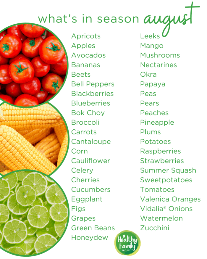 What’s in Season for August | Summer Seasonal Produce | Healthy Family ...